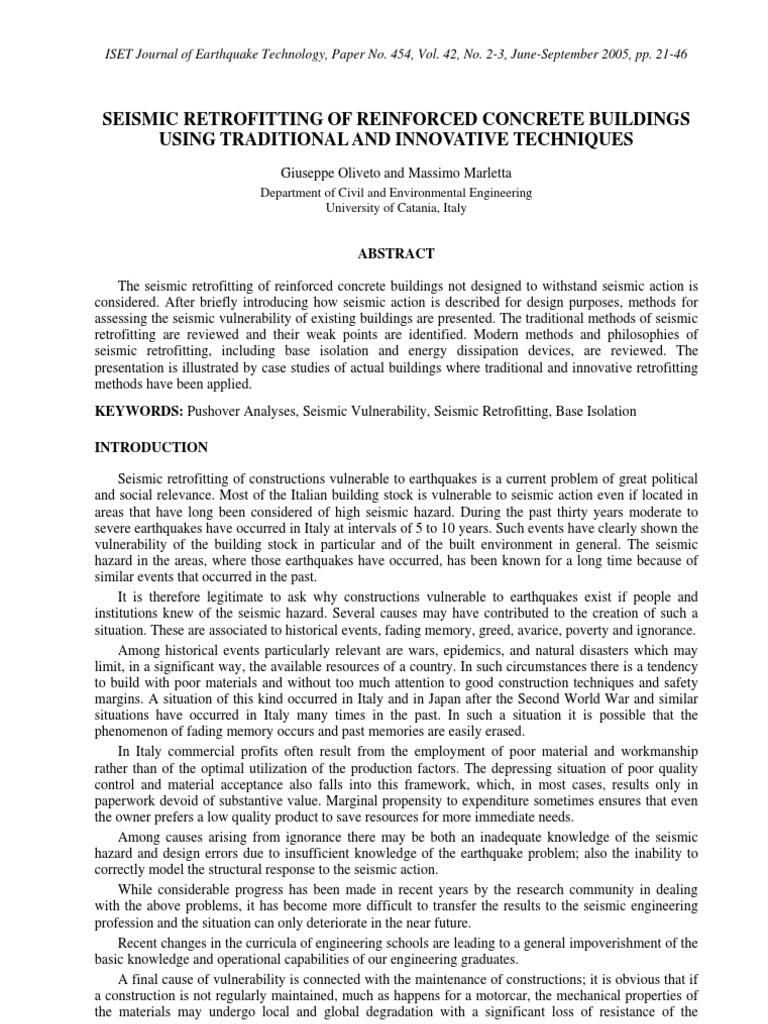 ISET Journal of Earthquake Technology, Paper No. | PDF | Earthquake ...