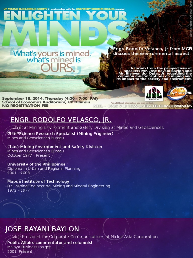 Engr. Rodolfo Velasco, JR From MGB Will Discuss The Environmental ...