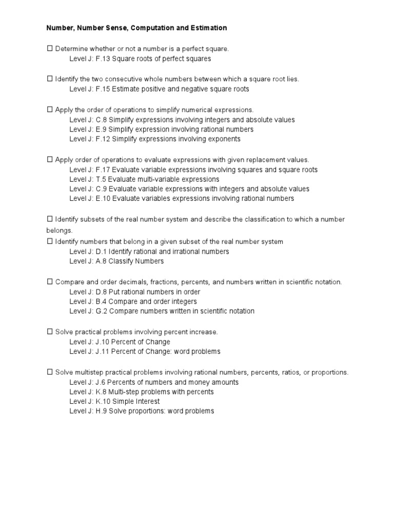 Sol Review Checklist 2015 | PDF | Numbers | Area