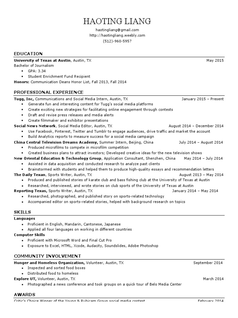 Haoting Liang Resume New | PDF | Social Science | Art