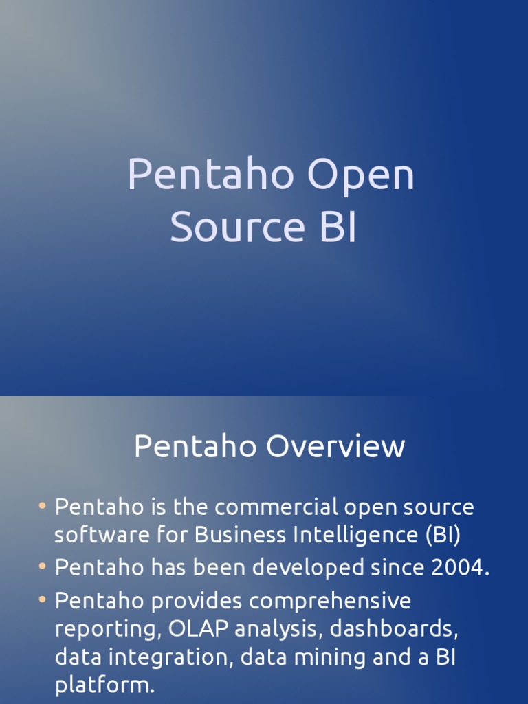 01 - Pentaho Bi Intro PDF | PDF | Business Intelligence | Sql