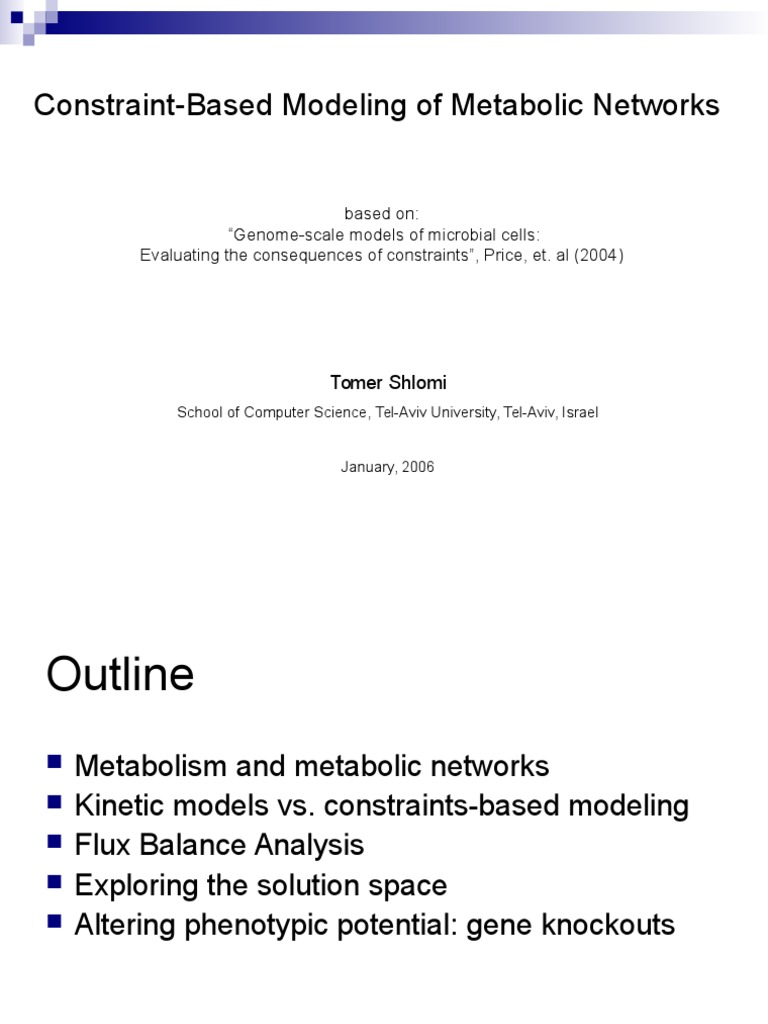 Constraint Based Modeling Of Metabolic Networks Pdf Metabolism Linear Programming