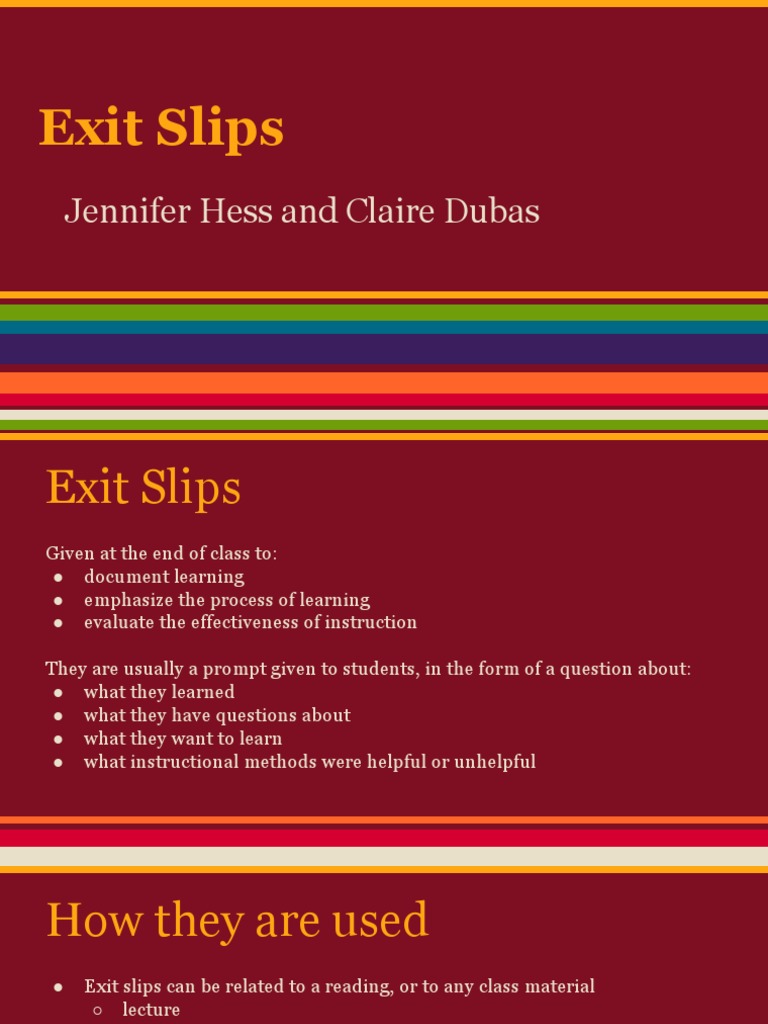 Exit Slips Presentation | PDF