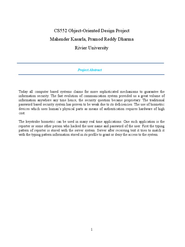 CS552 Object-Oriented Design Project Mahender Kasarla, Pramod Reddy ...