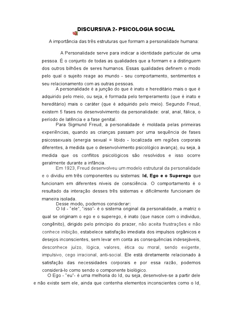 As 3 Estruturas Que Formam A Personalidade Humana | PDF | Sigmund Freud ...