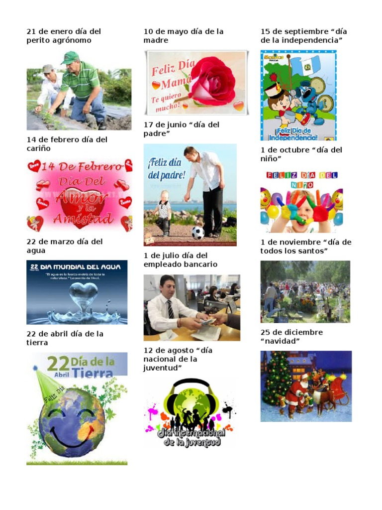 Fechas Que Se Celebran en Cada Mes Del Año | PDF Fechas Que Se Celebran en Cada Mes Del Año | PDF