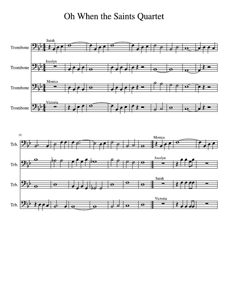 Oh When The Saints Trombone Quartet | PDF