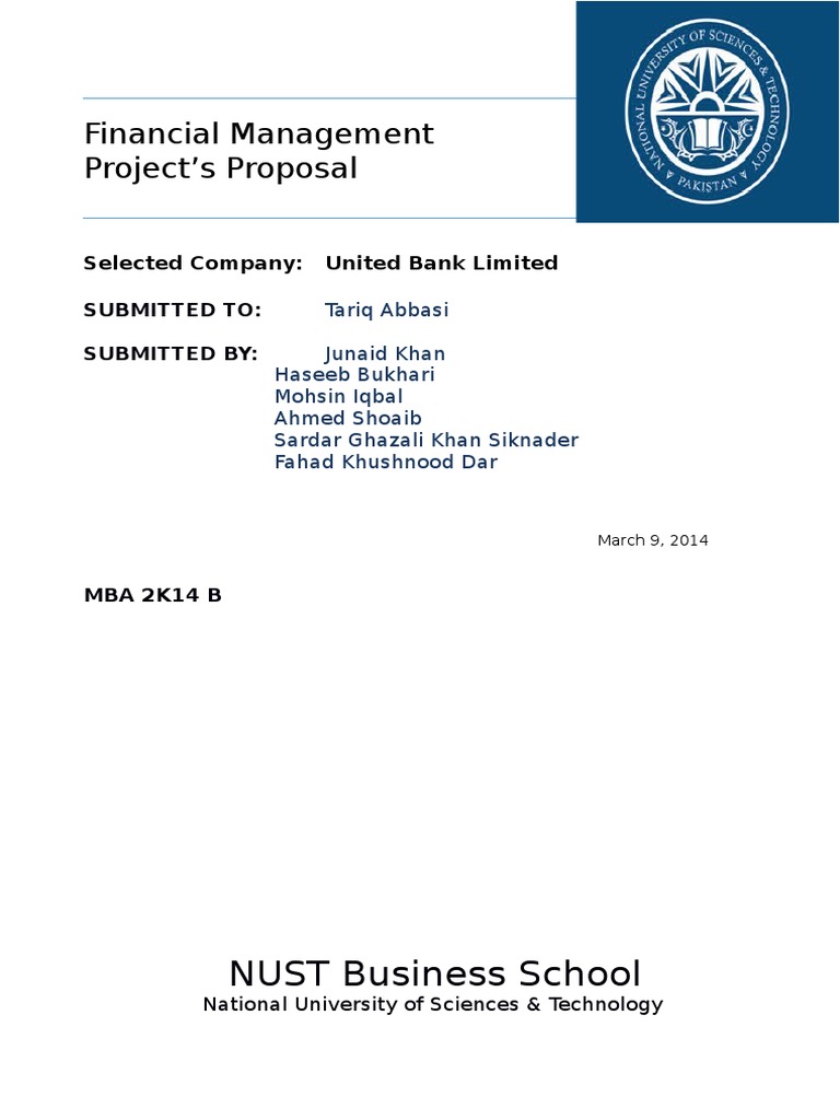Financial Management Project's Proposal: NUST Business School | PDF ...