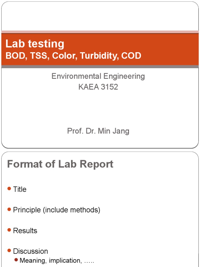 Lab Testing: BOD, TSS, Color, Turbidity, COD | PDF
