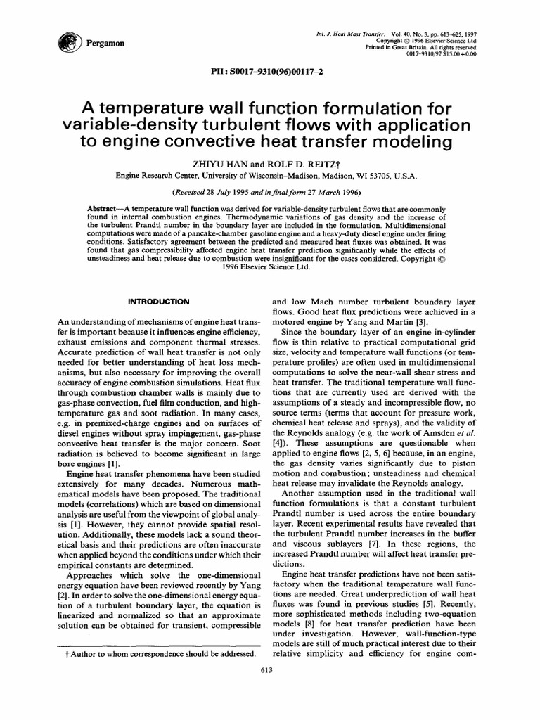 A Temperature Wall Function Formulation For | PDF | Fluid Dynamics | Turbulence