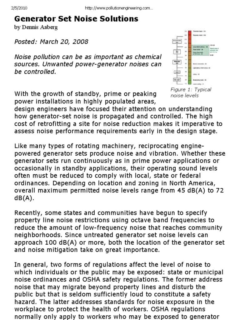Generator Noise Level Management | PDF | Decibel | Sound