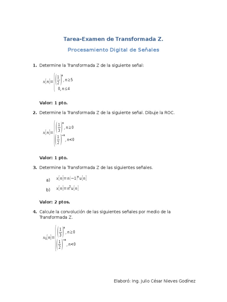 Transformada Z: Ejercicios y Soluciones | PDF | Matemáticas Aplicadas | Análisis