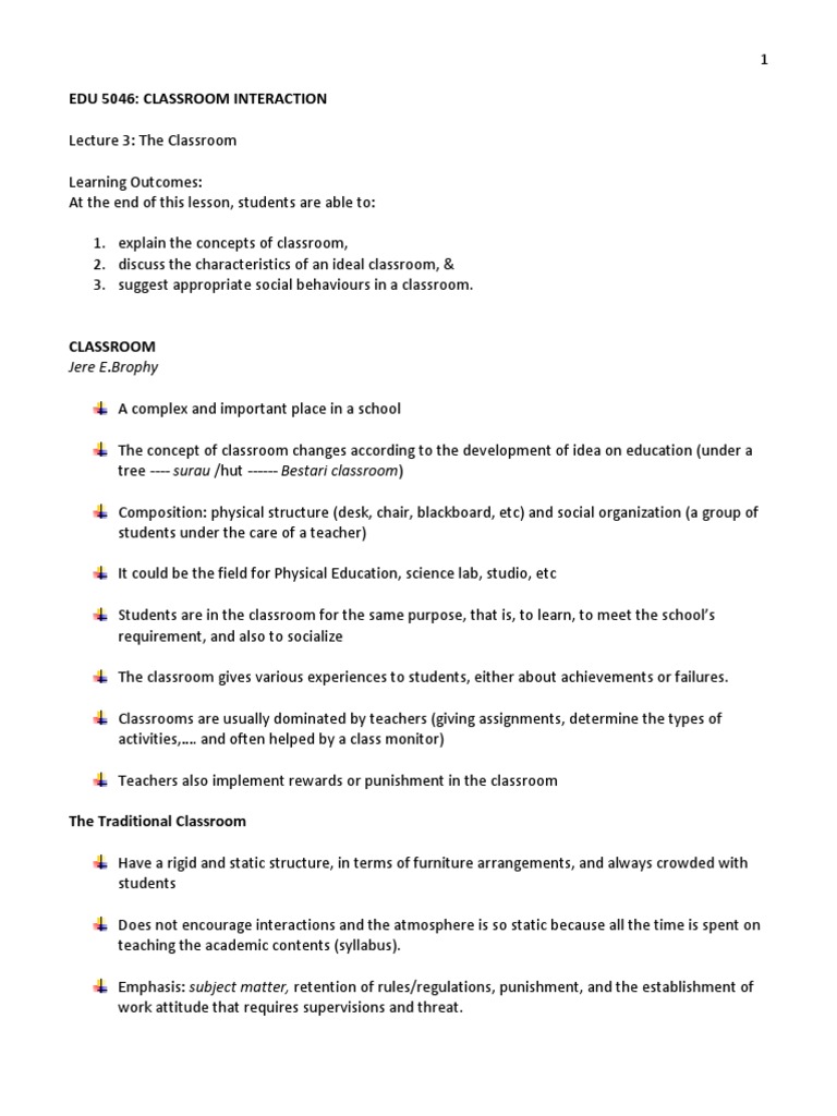 Note 3 The Classroom | PDF | Classroom | Nonverbal Communication