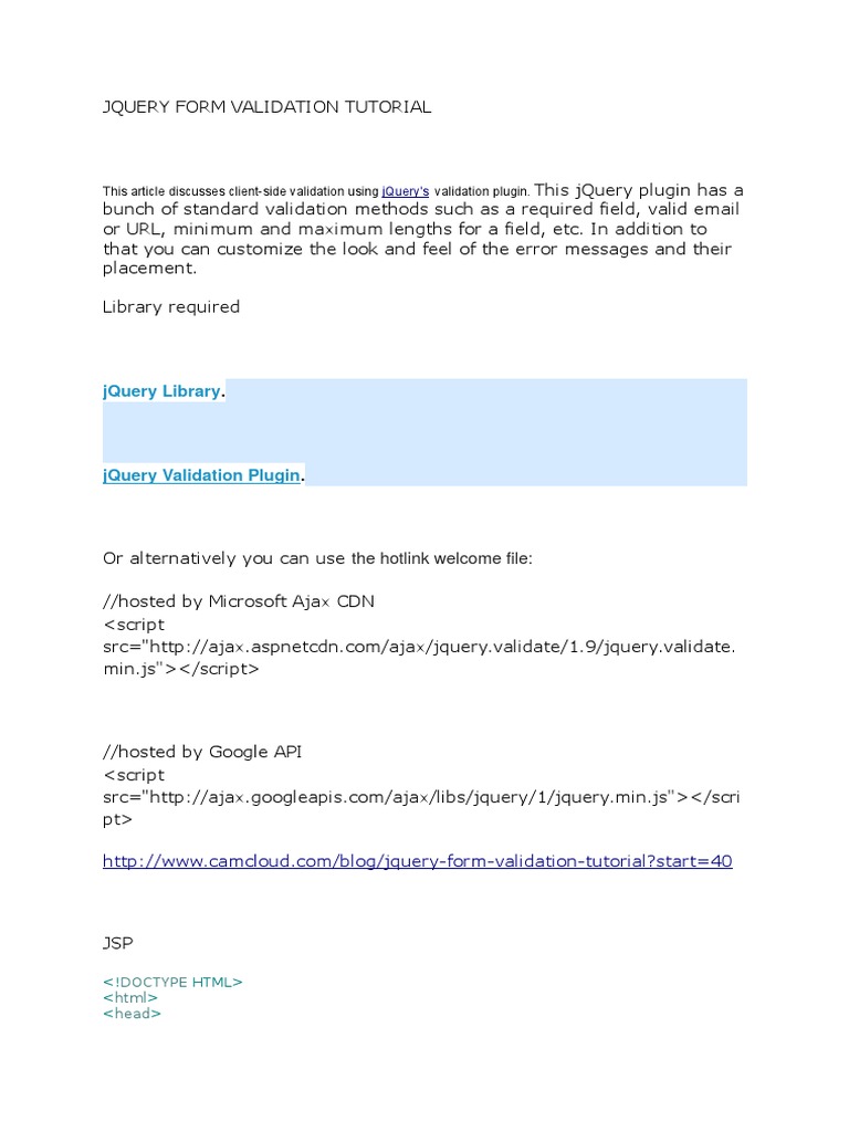 Jquery Validation | PDF | J Query | Parameter (Computer Programming)