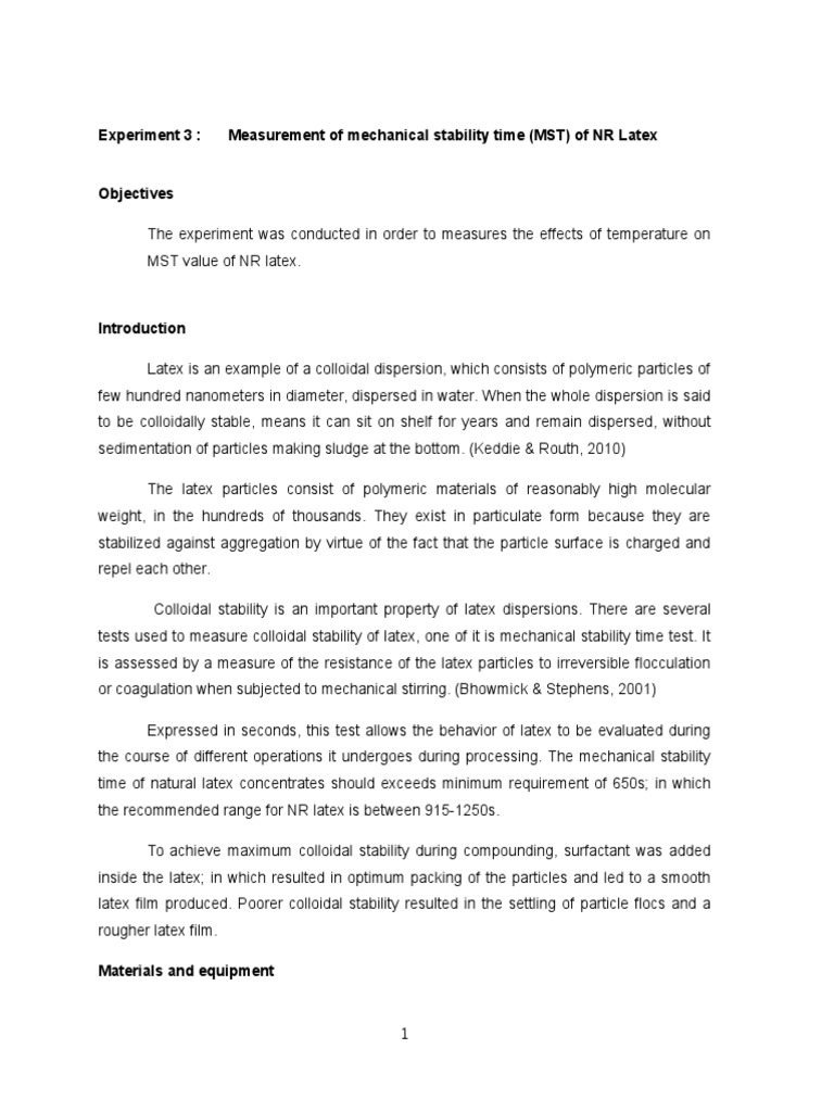 Experiment 3 - MST | PDF | Colloid | Materials
