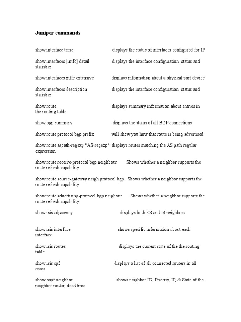Juniper Commands | PDF | Routing | Command Line Interface