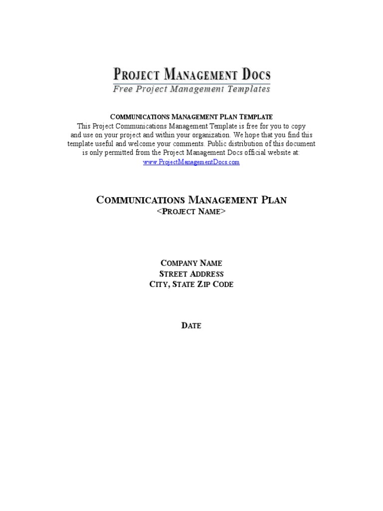 Communications Management Plan Template | PDF | Share Point | Committee