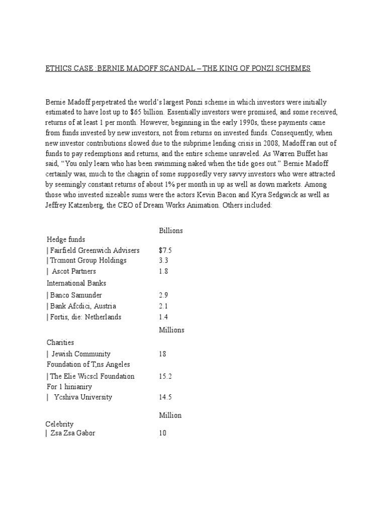 Soal Kasus Bernie Madoff Scandal | PDF | Bernard Madoff | U.S ...