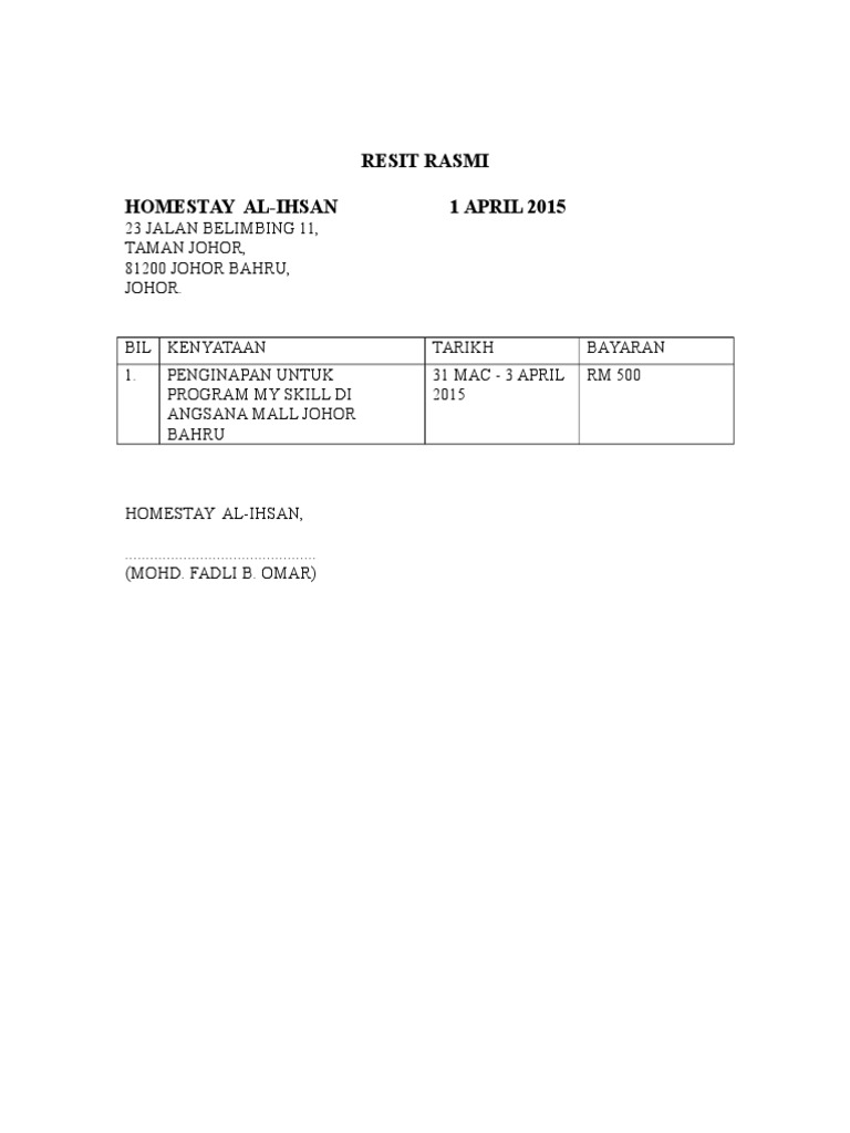Resit Rasmi | PDF