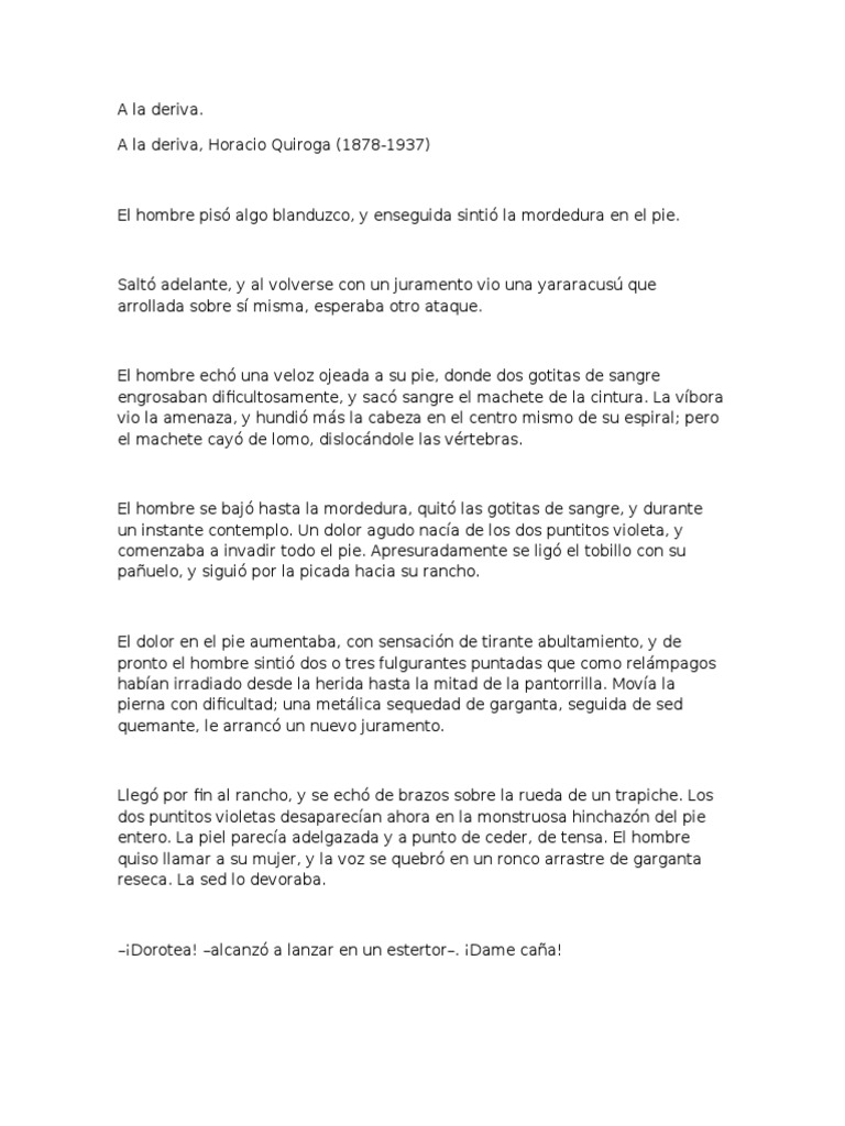 A La Deriva. Horacio Quiroga | PDF | Naturaleza