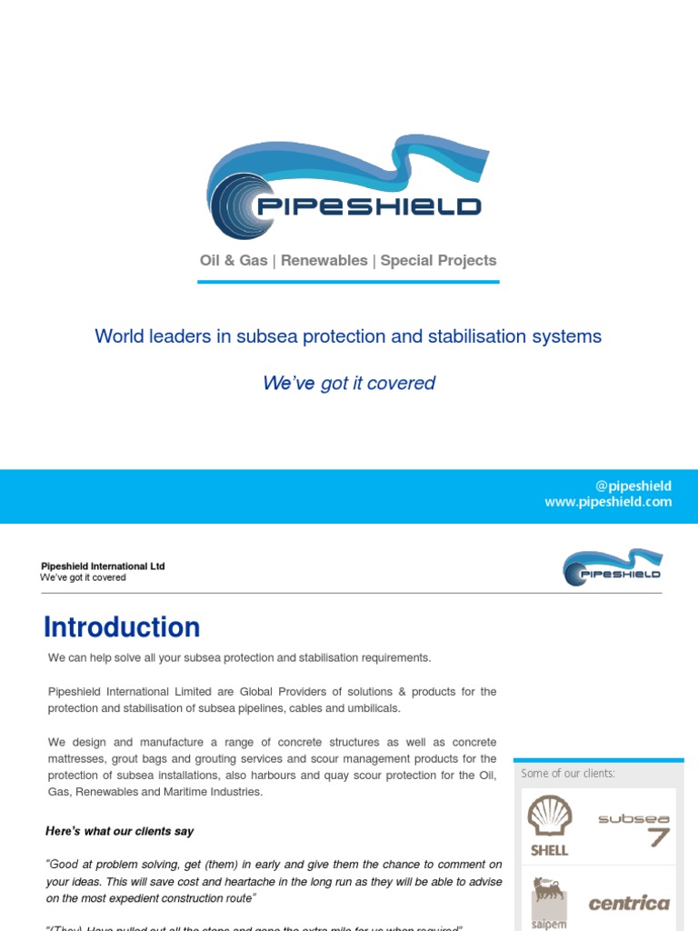 Pipeshield Products and Services | PDF | Subsea (Technology) | Pipeline ...