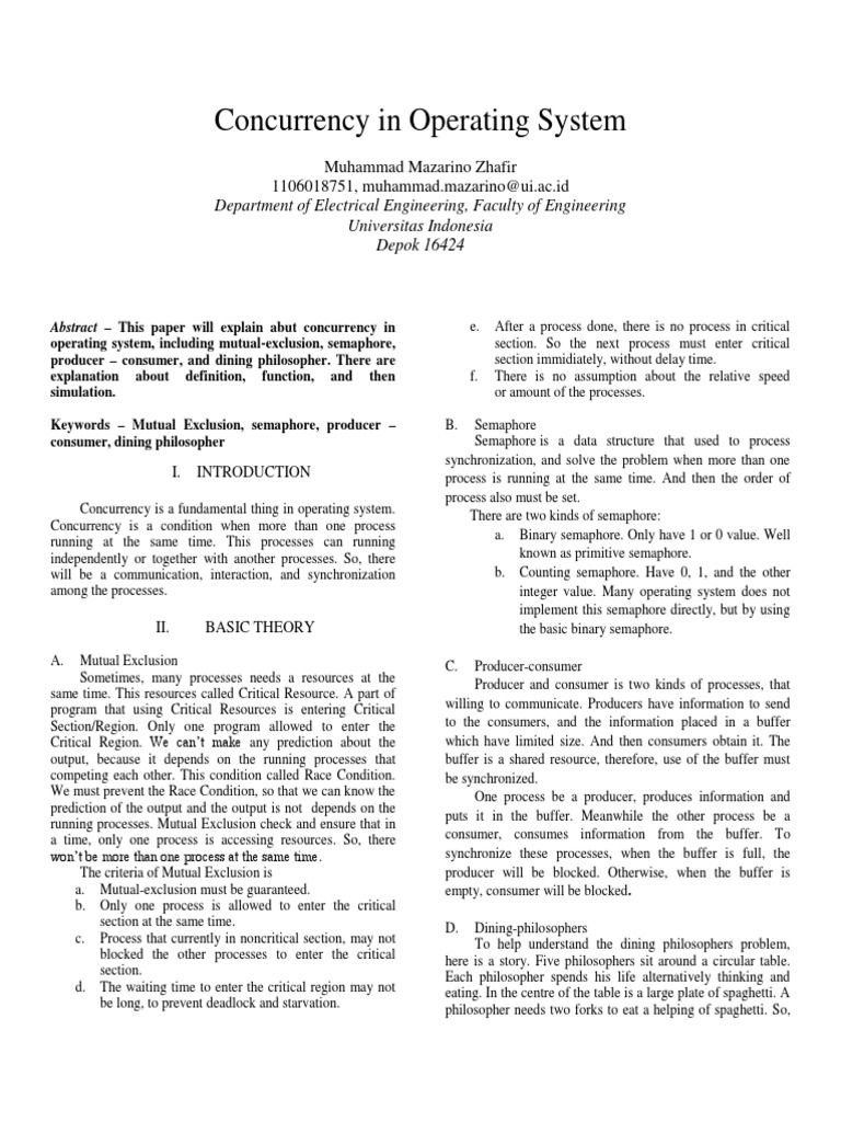 Concurrency In Operating System Pdf Concurrency Computer Science Areas Of Computer Science