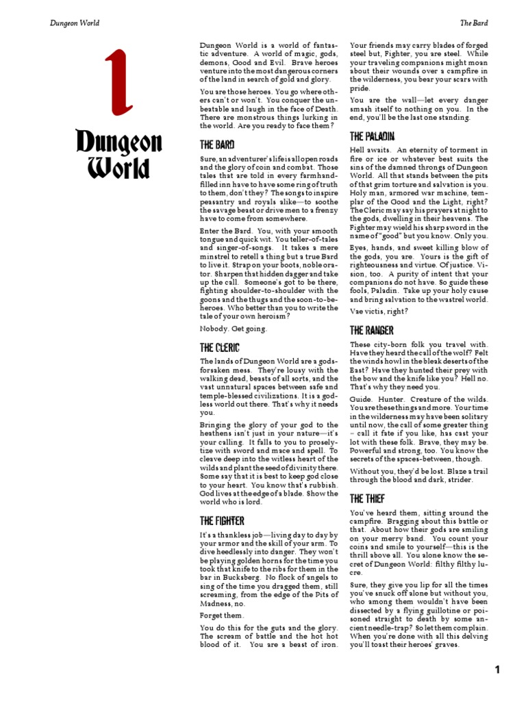 Dungeon World | PDF | Magic (Paranormal) | Role Playing Games