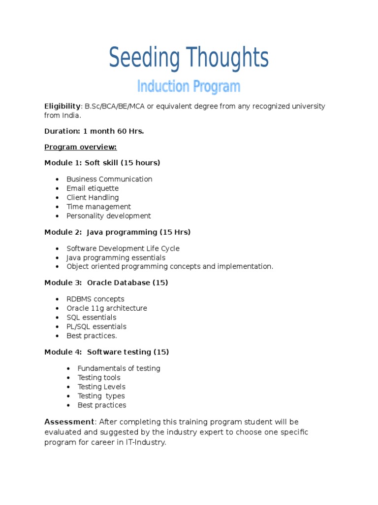IT Training: Java, Oracle, Testing | PDF