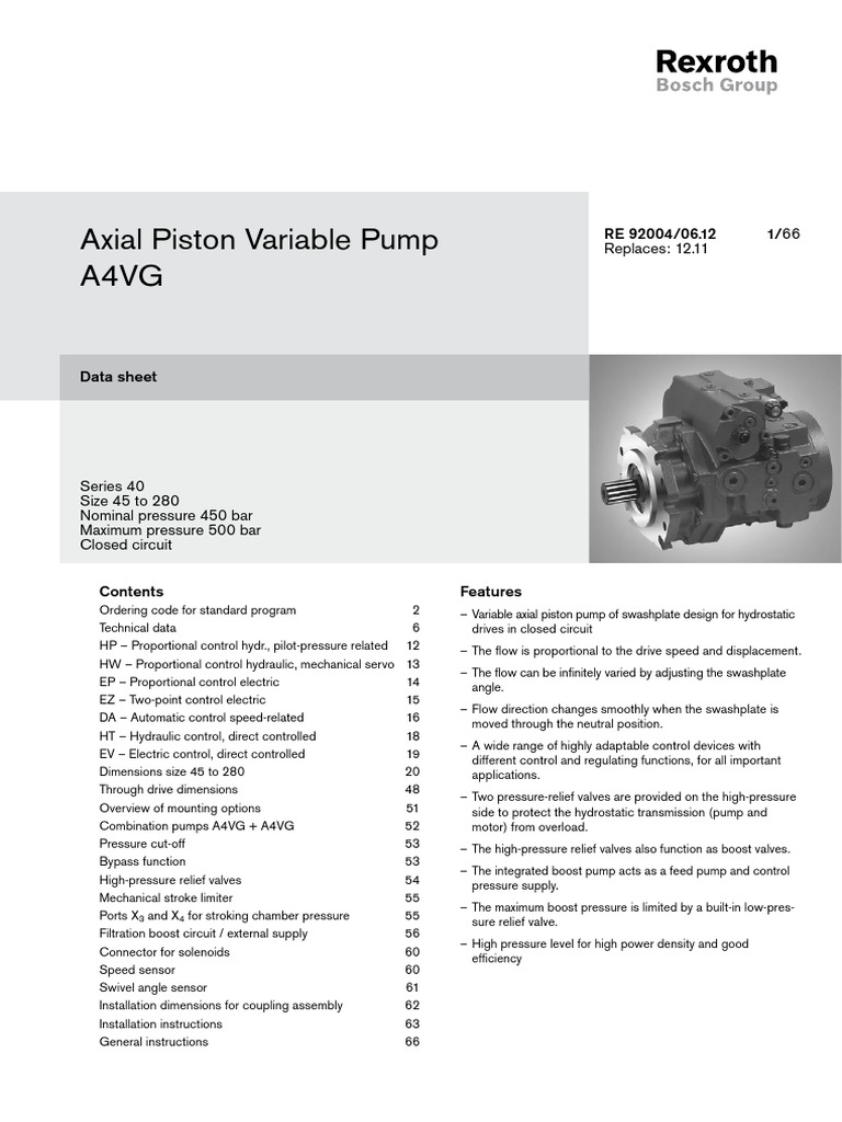 Rexroth A4VG | Download Free PDF | Valve | Pump