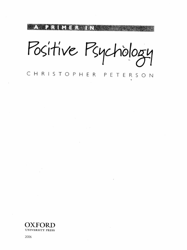 A Primer in Positive Psychology | PDF | Positive Psychology ...