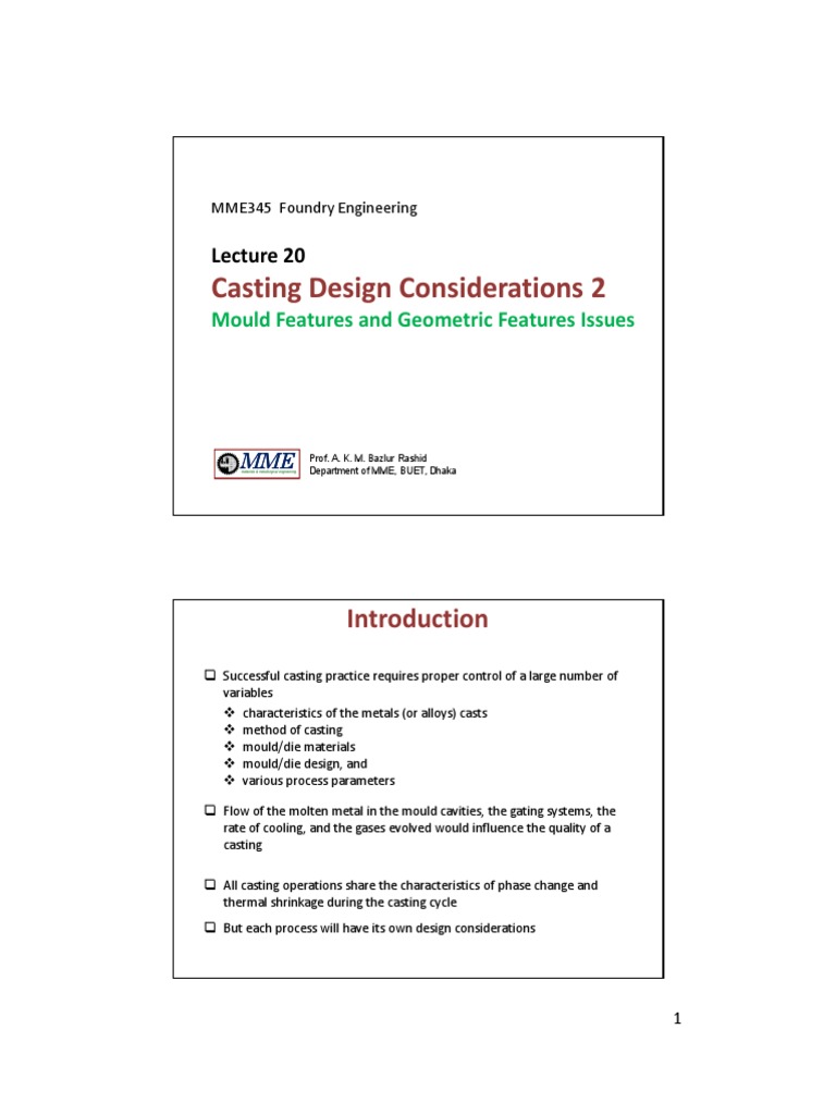 Casting Design Considerations Overview | PDF | Casting (Metalworking ...