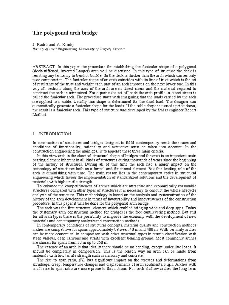 Polygonal Arch Bridge Design Insights | PDF | Bending | Stress (Mechanics)