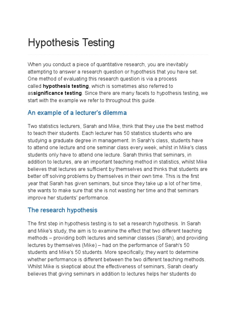Hypothesis Testing (LAERD) | PDF | Statistical Significance | Hypothesis