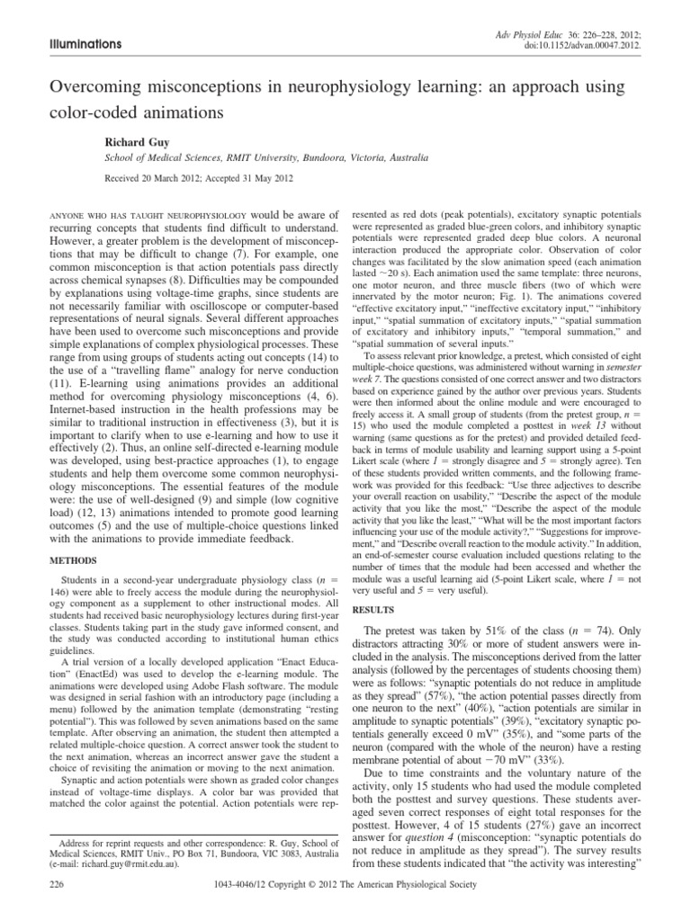 Overcoming Misconceptions in Neurophysiology Learning: An Approach ...