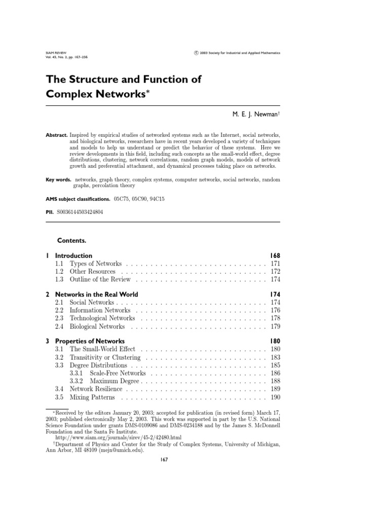 The Structure and Function of Complex Networks | PDF | Vertex (Graph ...