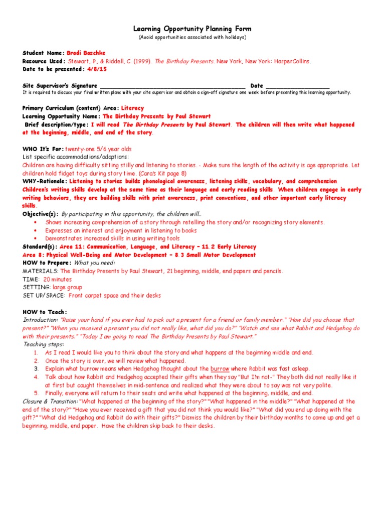 The Birthday Presents - Literacy | PDF | Reading Comprehension | Literacy