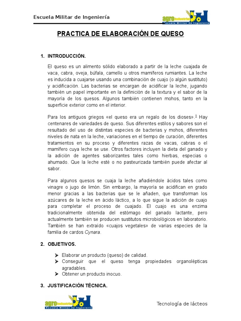 Practica de Elaboración de Queso | PDF | Queso | Leche