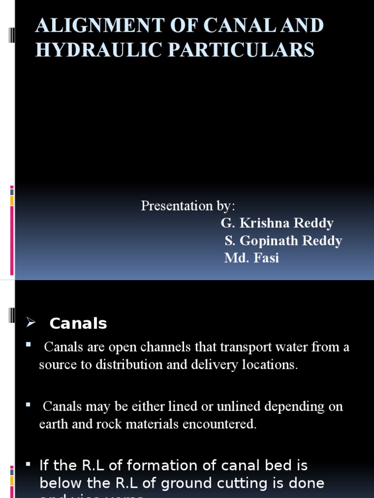 Alignment of Canal and Hydraulic Particulars: Presentation by ...