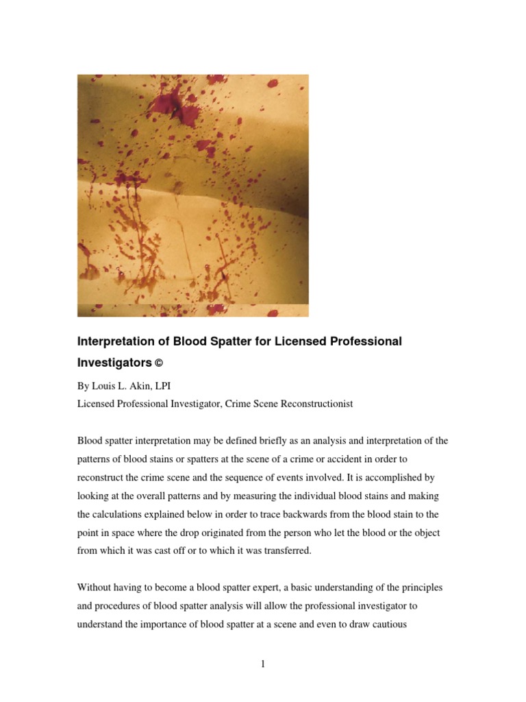 Akin's Interpretation of Blood Patterns | PDF | Triangle | Physics