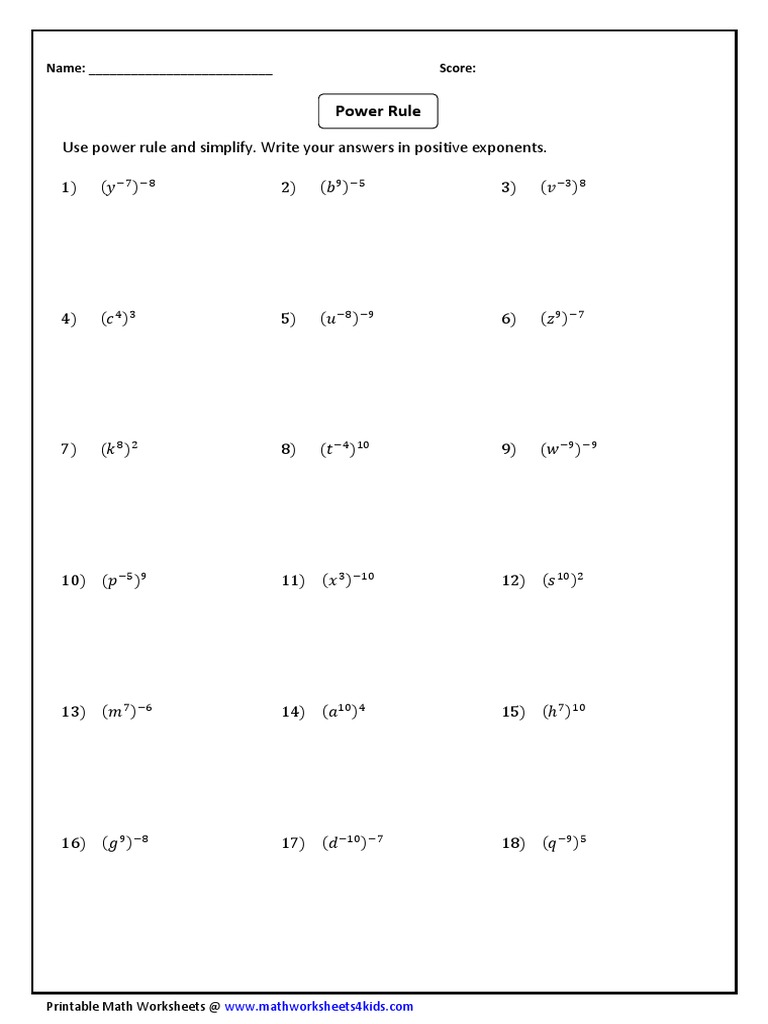 Algebra Power Rule Easy1 | PDF