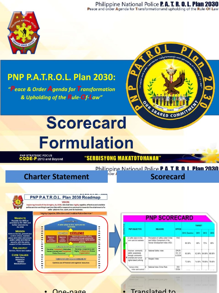 PNP P.A.T.R.O.L. 2030 Score Card Dashboard Formulation | PDF ...
