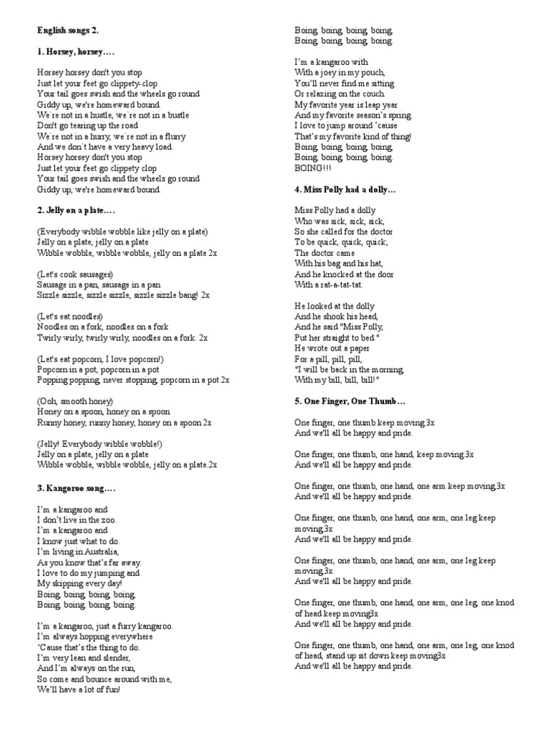 English Songs 2 | PDF | Leisure | Entertainment (General)