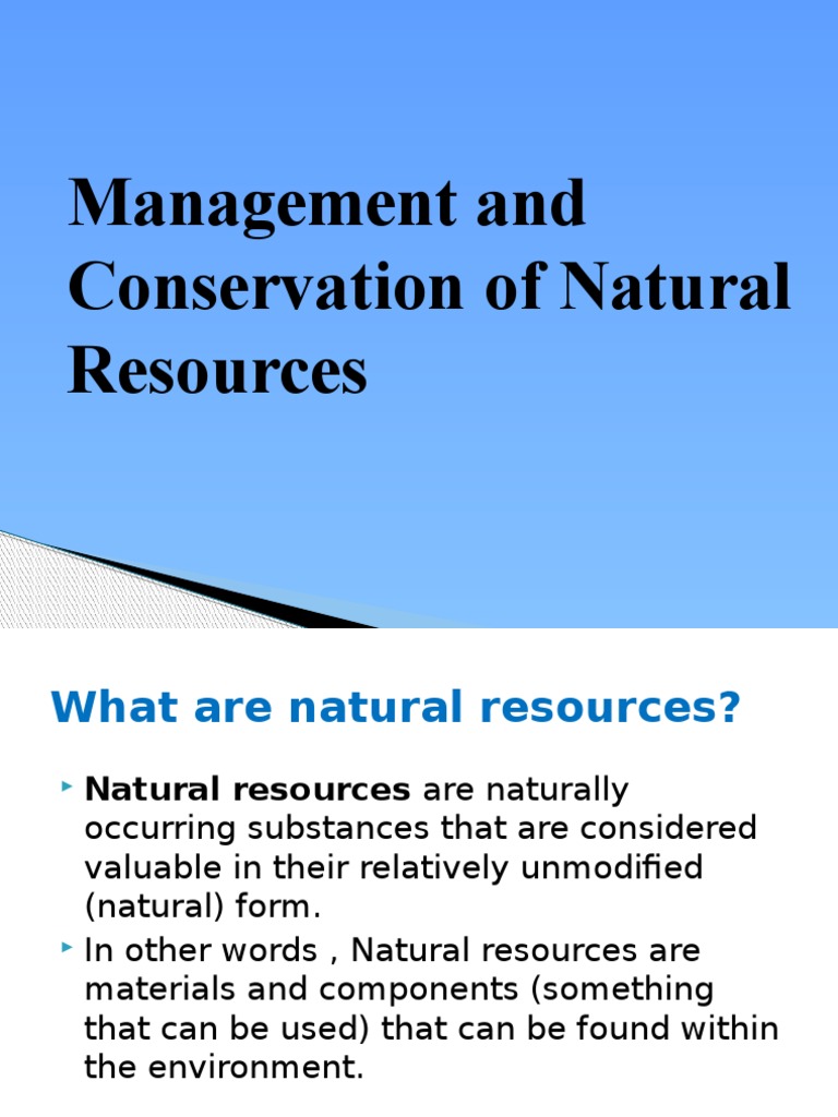 Management and Conservation of Natural Resources | Conservation Biology ...