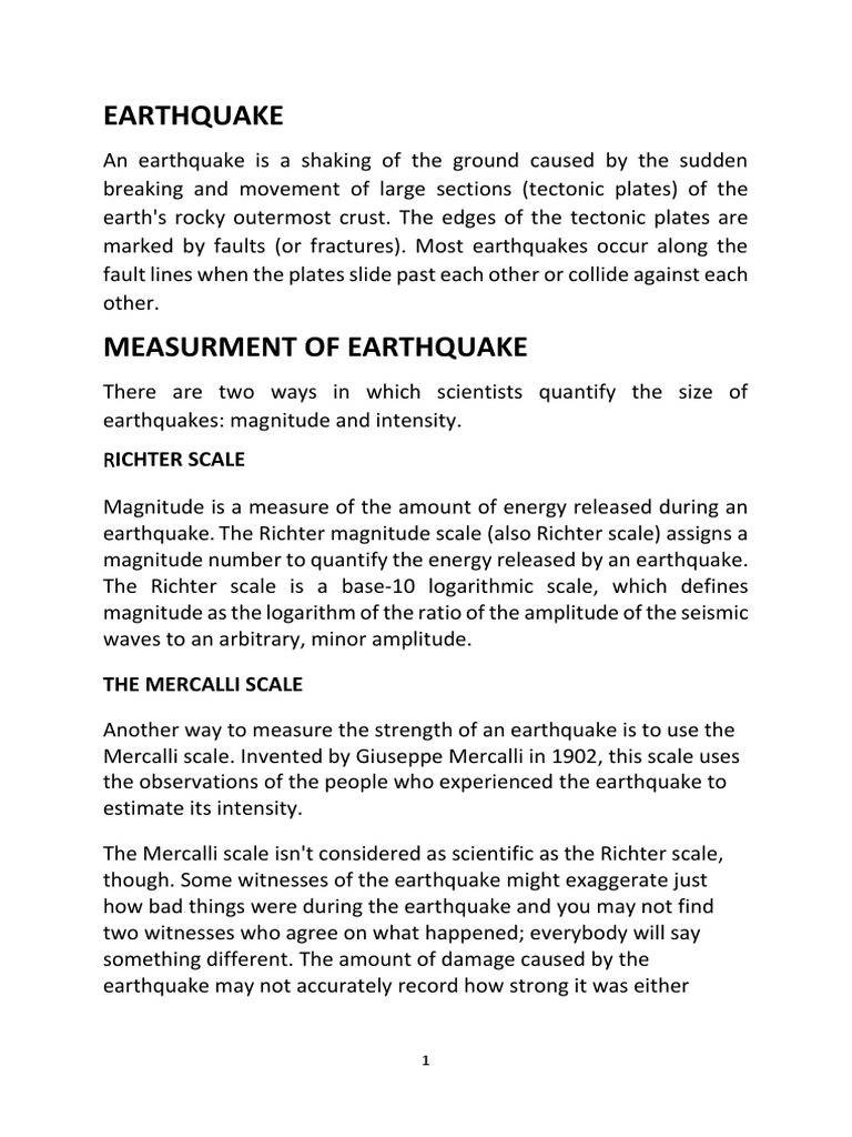 Assignment On Earthquake | Plate Tectonics | Earthquakes