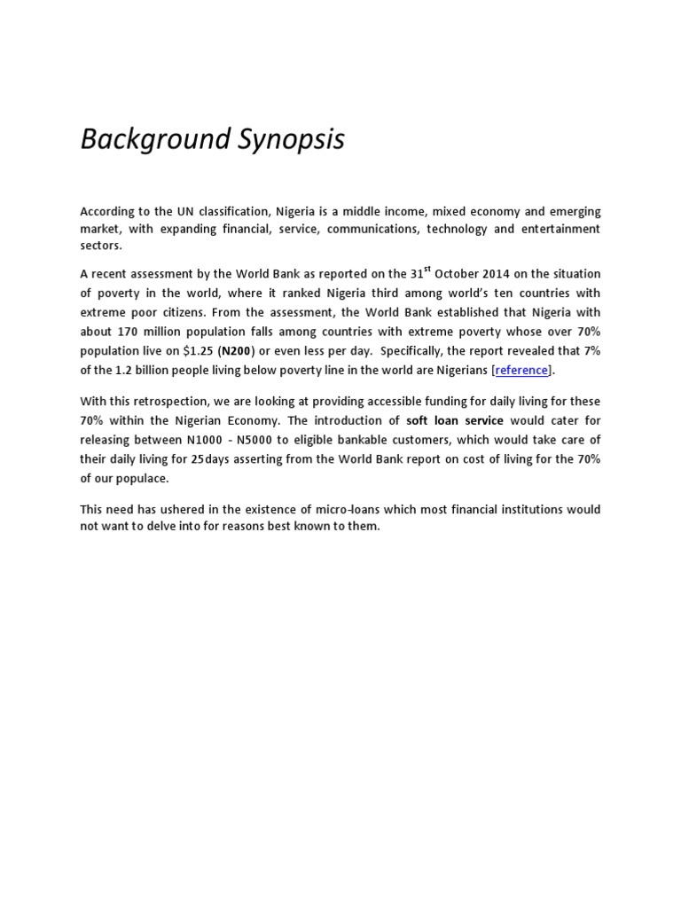 Background Synopsis: Reference | PDF | Loans | Nigeria