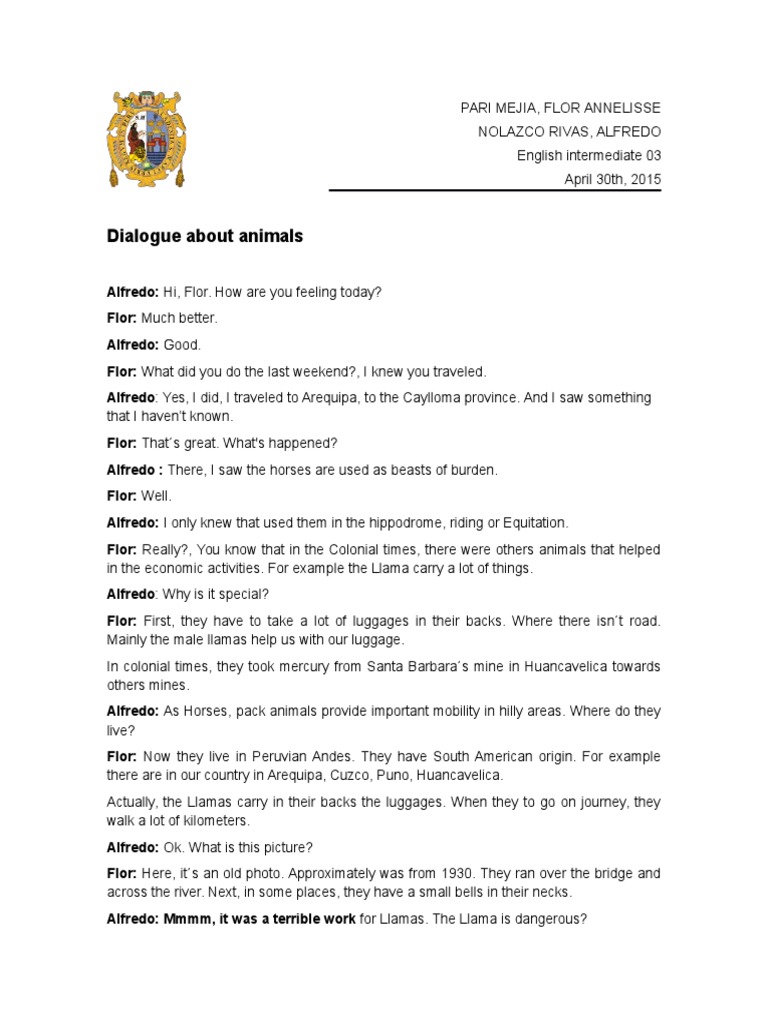 Dialogue About Animals | PDF