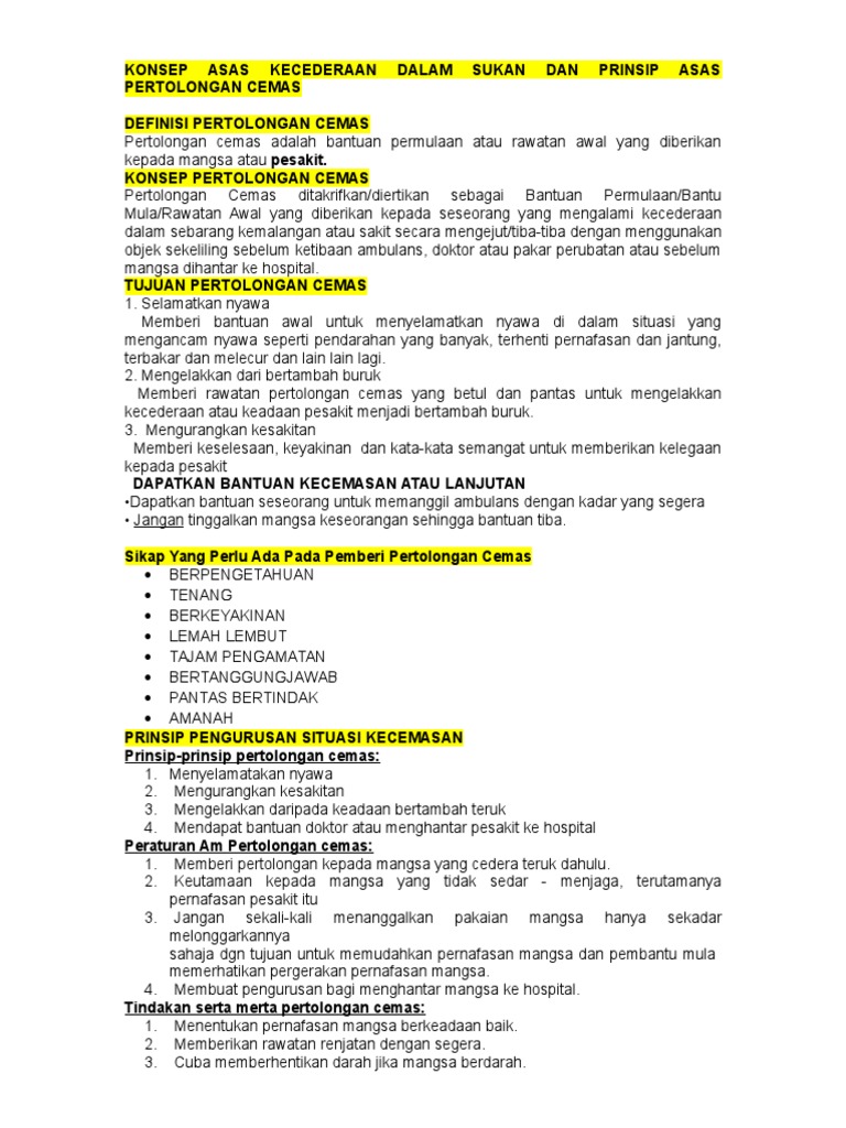 Prinsip Asas Pertolongan Cemas | PDF