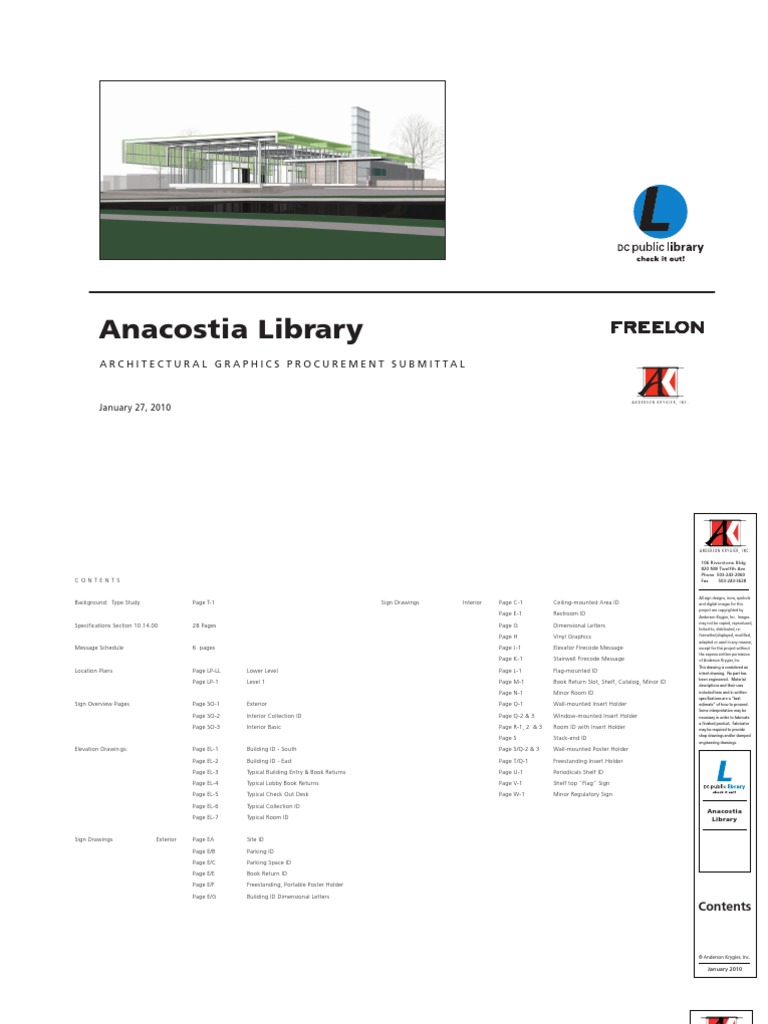 J.1 Anacostia Library Architectural Graphics Specifications | PDF ...