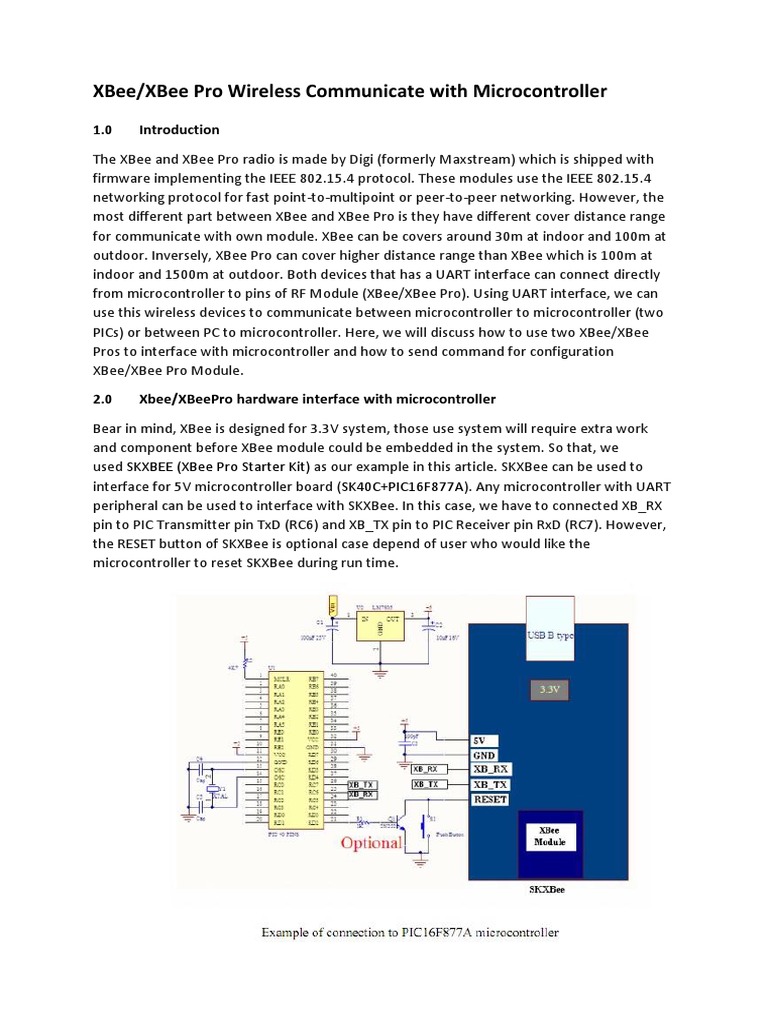 XBee Pro Wireless Communicate With Microcontroller | PDF