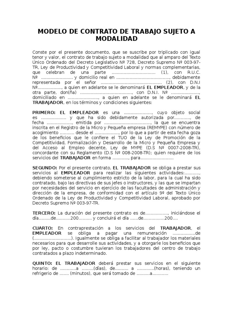Modelo De Contrato De Trabajo Sujeto A Modalidad Dere - vrogue.co Modelo De Contrato De Trabajo Sujeto A Modalidad Dere - vrogue.co